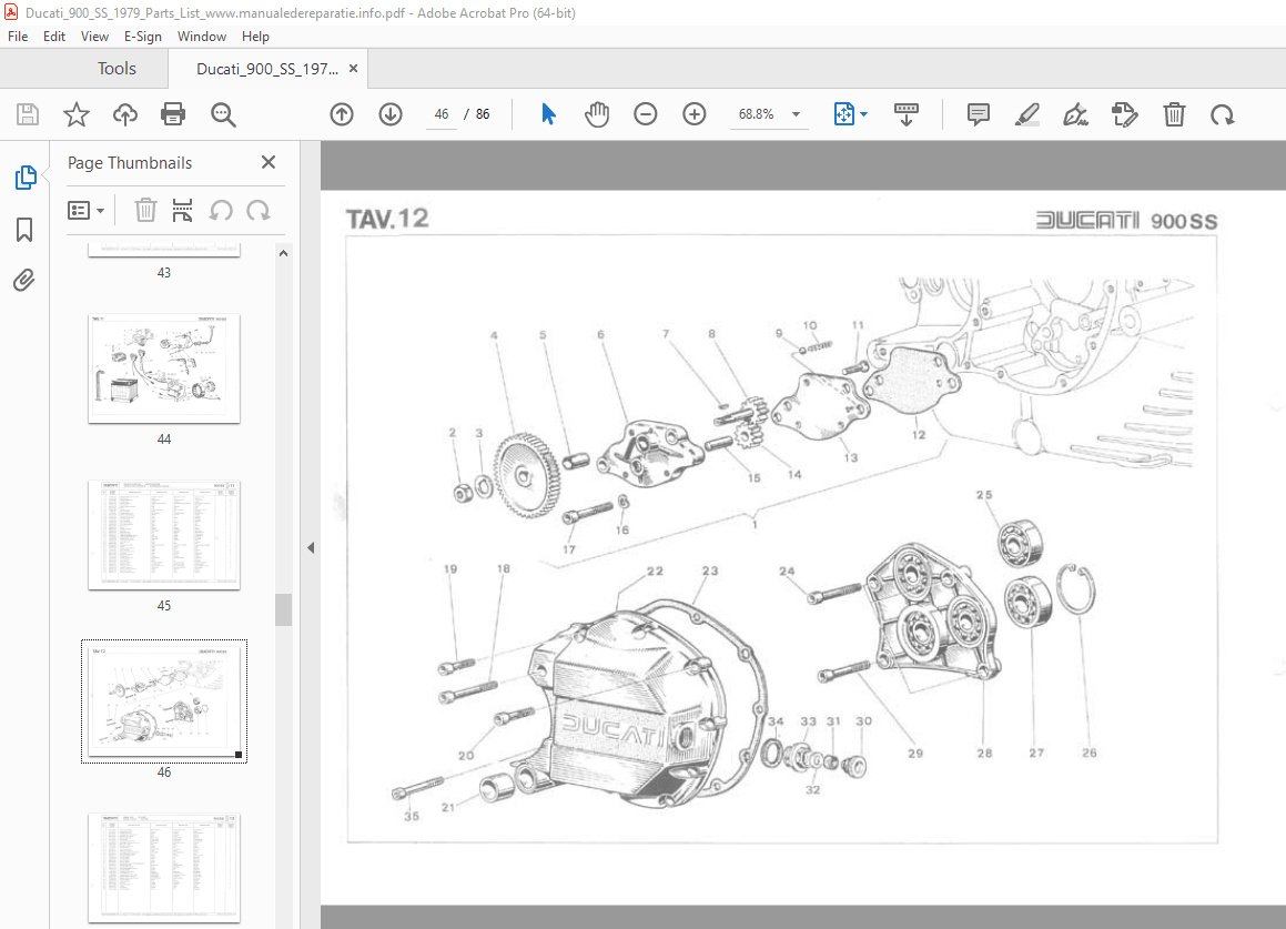 Ducati 900SS DESMO 1979 Parts Manual - PDF DOWNLOAD