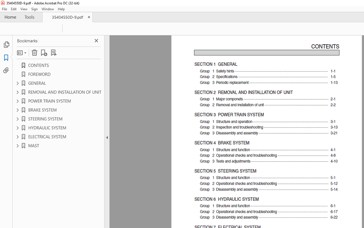 Hyundai Forklift 35D-9 40D-9 45D-9 50DA-9 Service Manual – PDF DOWNLOAD