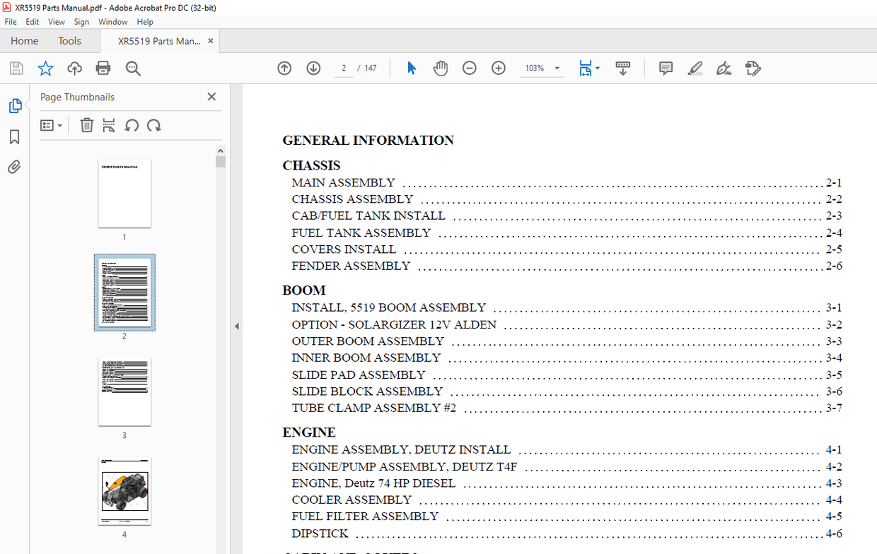 Xtreme Telehandler XR5519 Forklift Parts Manual – PDF DOWNLOAD