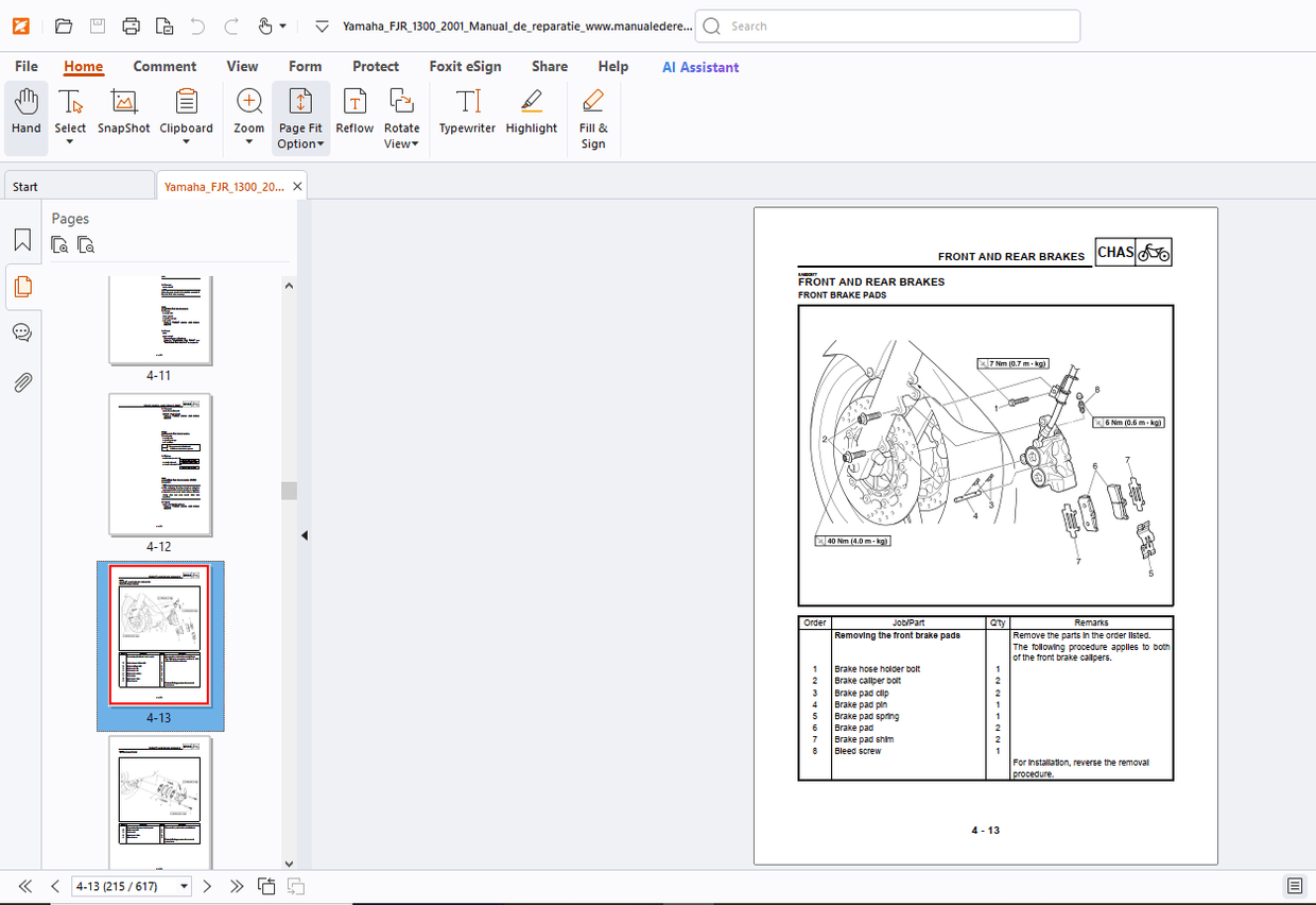 Yamaha FJR1300(N) 2001 Service Manual 5JW1-AE1 - PDF DOWNLOAD