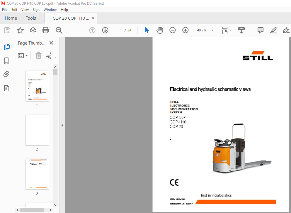 STILL STED Forklift COP-L07 COP-H10 COP20 Electrical and hydraulic schematic Manual – PDF DOWNLOAD