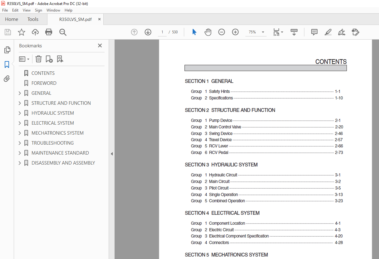 Hyundai R350LVS Crawler Excavator Service Manual 2023 PDF