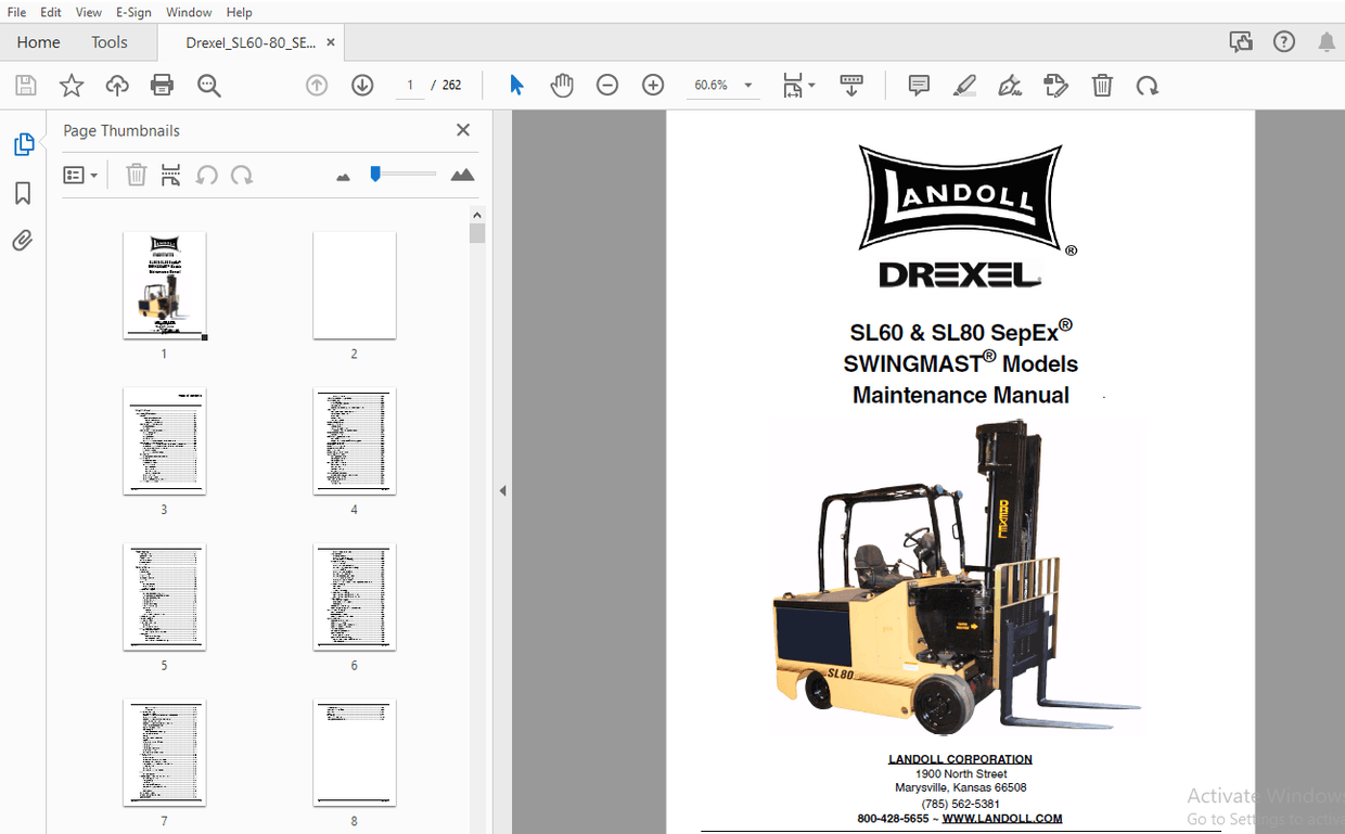 Drexel SL60 & SL80 SepEx SWINGMAST Maintenance Manual – PDF