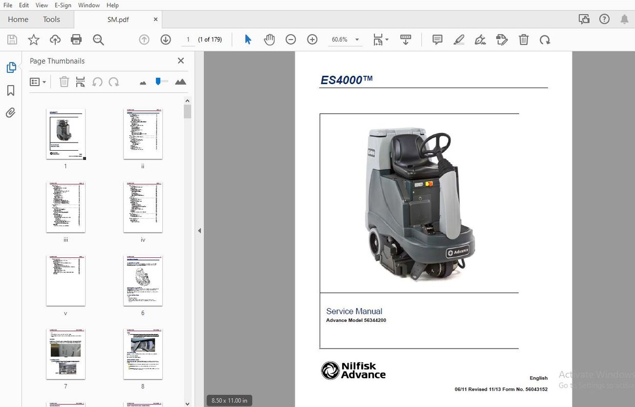 Nilfisk Advance ES4000 Service Manual (56344200) – PDF DOWNLOAD