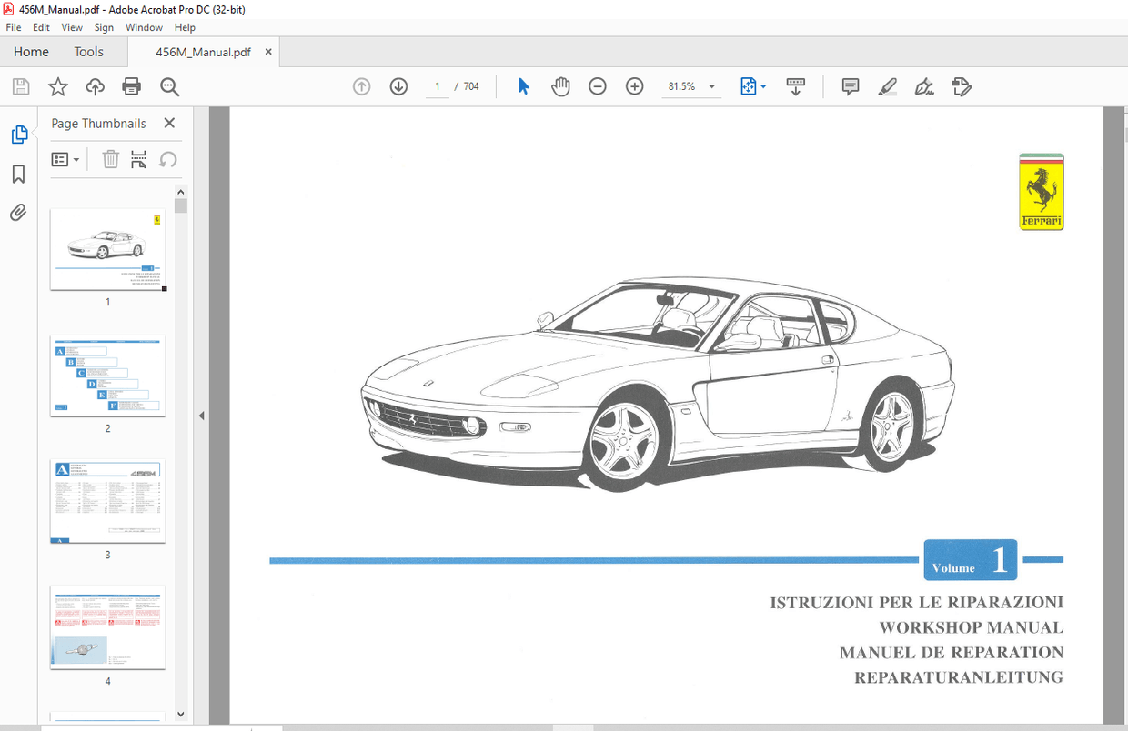Ferrari 456M Repair Manual (Vol 1&2) – PDF DOWNLOAD