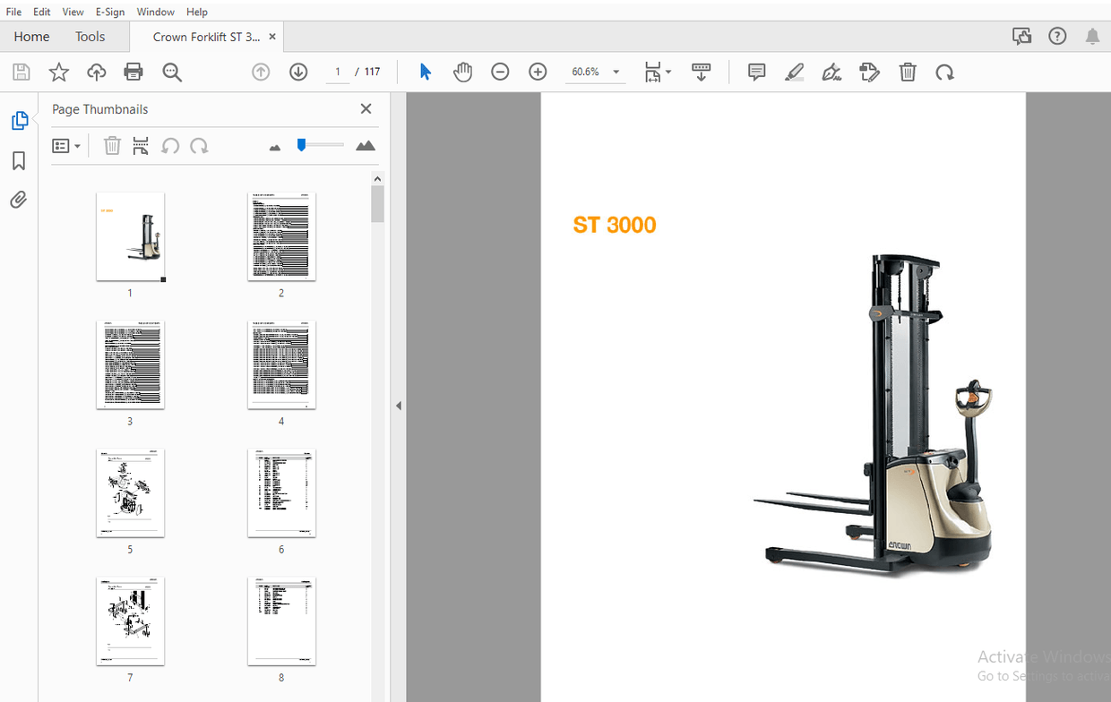 Crown Forklift ST 3000 Parts Manual – PDF DOWNLOAD