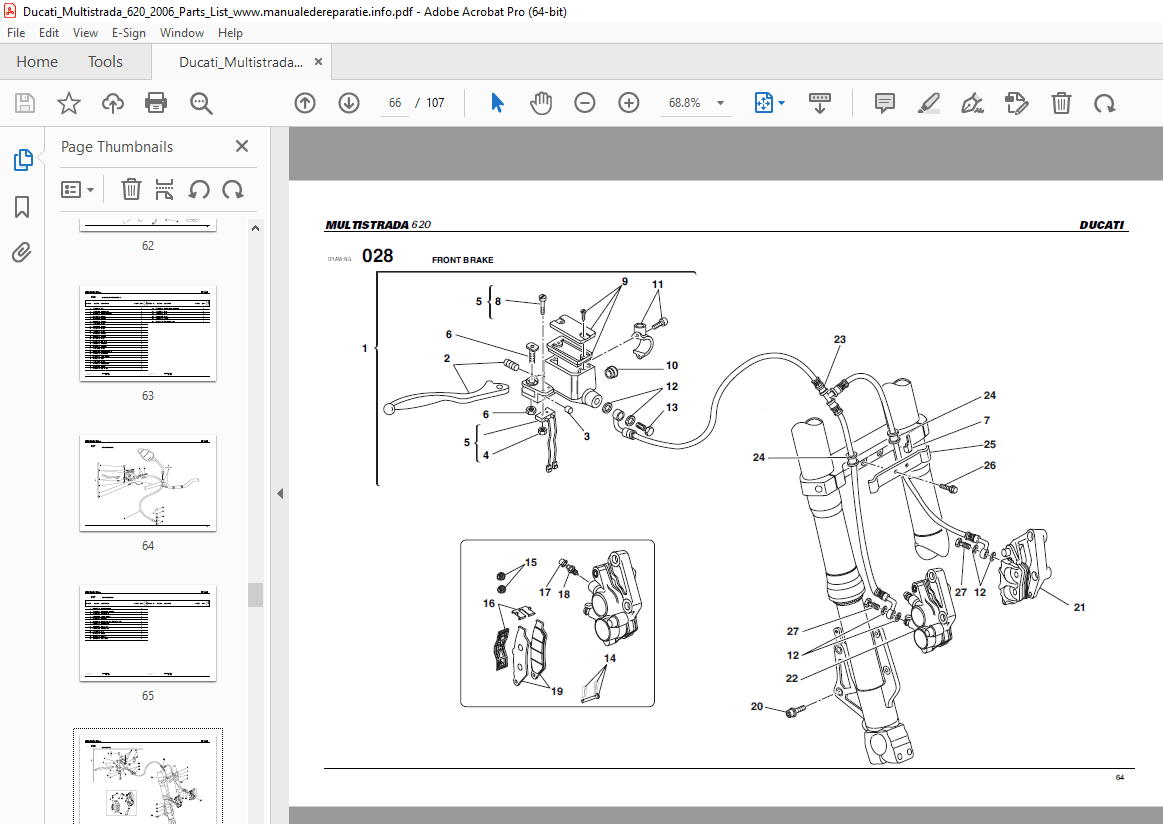 Ducati Monster 620 Multistrada 2006 Parts Manual PN 915.1.227.1C - PDF ...