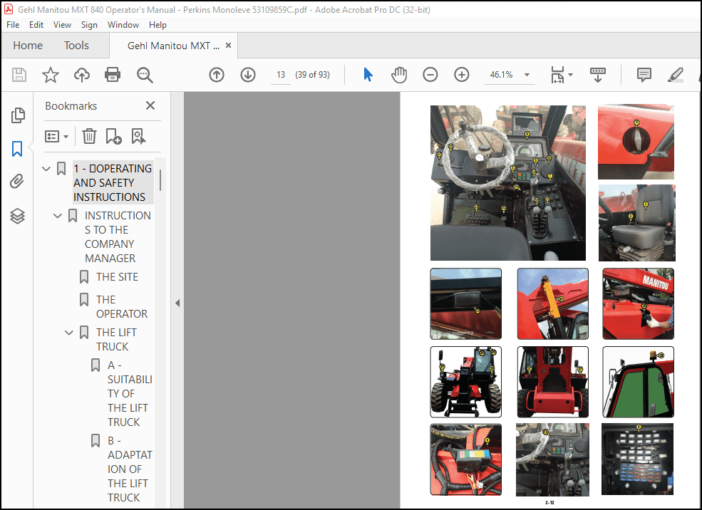 Gehl Manitou MXT 840 Operator’s Manual 53109859C – PDF DOWNLOAD