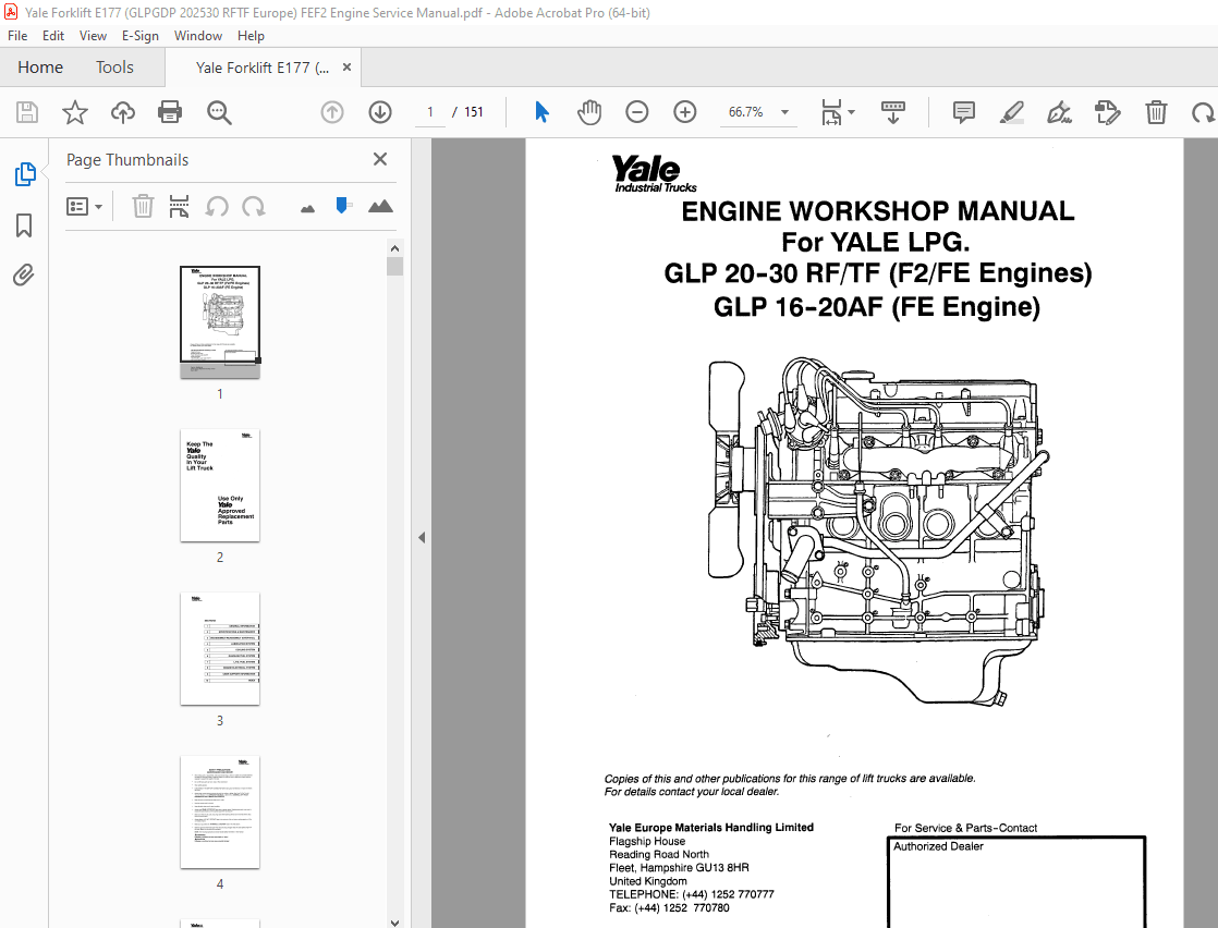 Yale Forklift E177 (GLPGDP 202530 RFTF Europe) FEF2 Engine Service ...