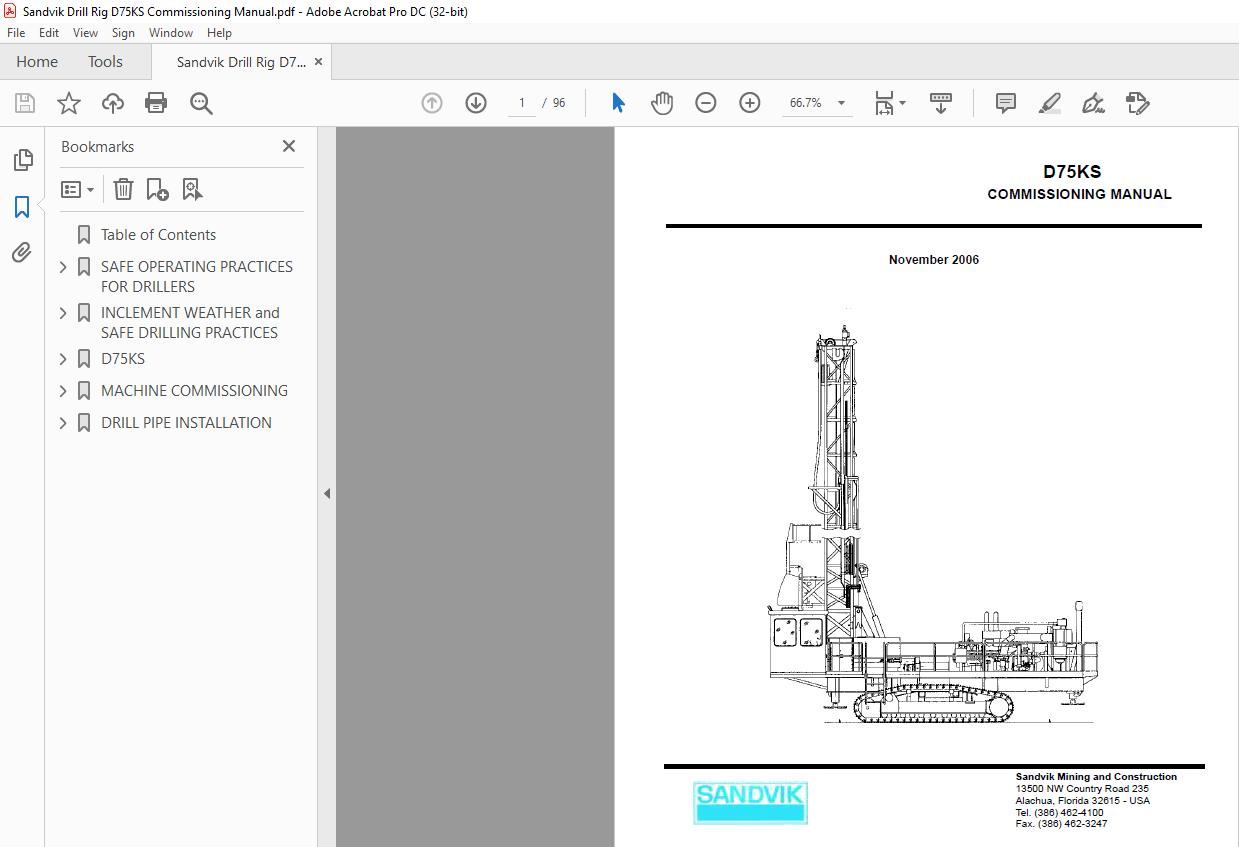 Sandvik Drill Rig D75KS Commissioning Manual – PDF DOWNLOAD