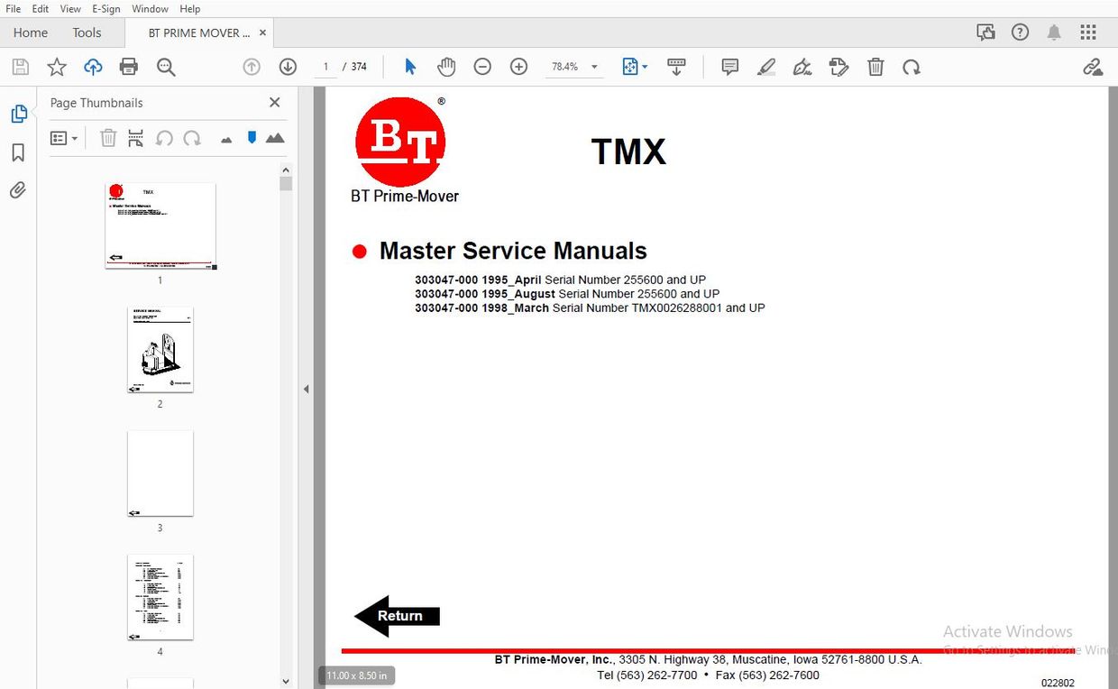 BT PRIME MOVER TMX MASTER SERVICE MANUALS – PDF DOWNLOAD