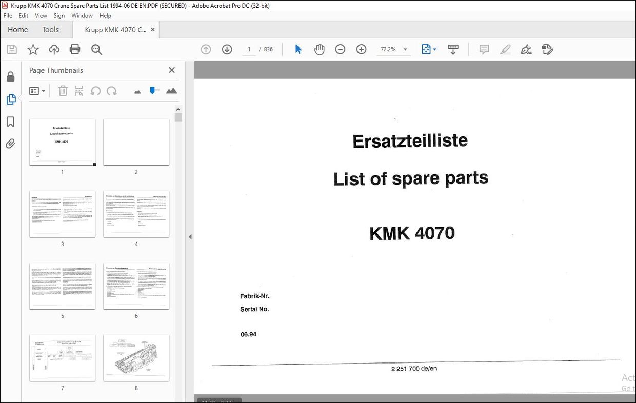 KRUPP KMK 4070 Truck Crane Parts Manual EN_DE – PDF DOWNLOAD
