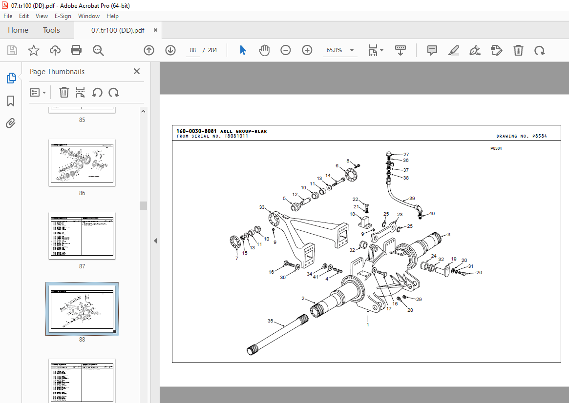Terex TR100 Mining Truck (DD/MTU 16V-2000 Powered) Parts Manual - PDF ...