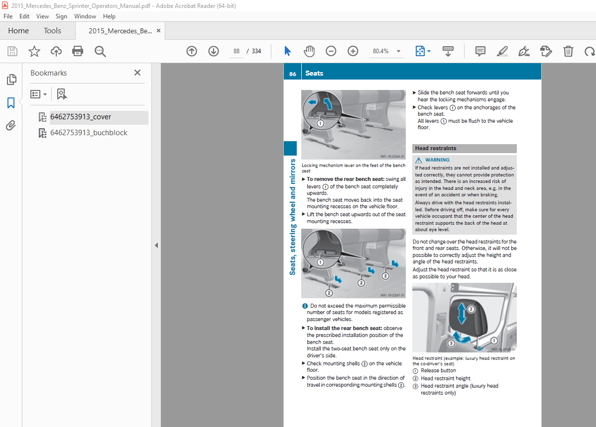 Mercedes-Benz 2015 Sprinter Operating Instructions Manual - PDF DOWNLOAD