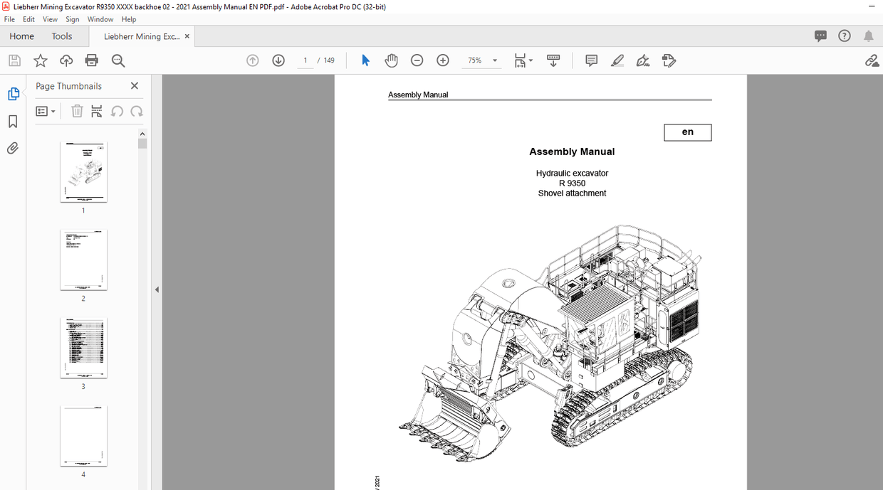 Liebherr R 9350 Shovel Attachment Hydraulic Excavator Assembly Manual – PDF DOWNLOAD