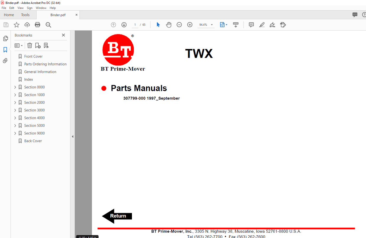 BT Prime-Mover TWX Electric Walkie Tow Tractor Operator’s Manual- PDF ...