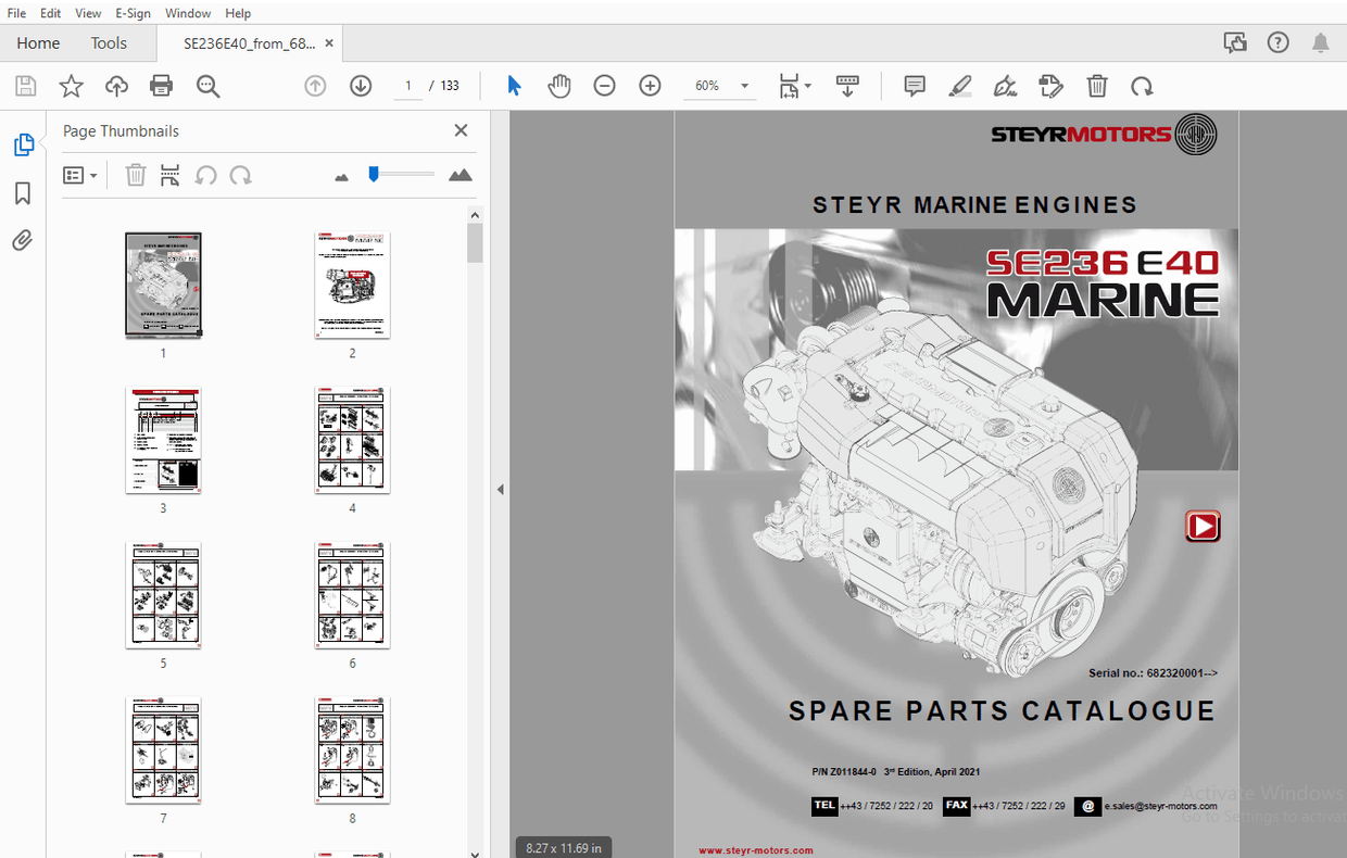 Steyr SE236E40 Marine Engines Parts Manual 682320001 – PDF DOWNLOAD