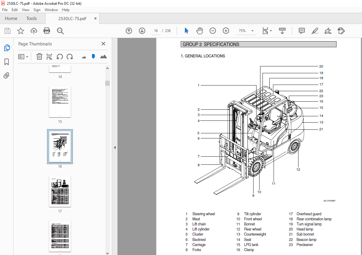 Hyundai Forklift 25LC(GC)-7S 30LC(GC)-7S Service Manual – PDF DOWNLOAD