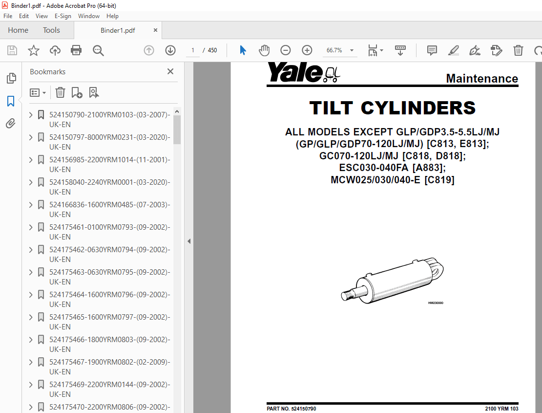 Yale Forklift A888 (ERP10-15RCF) Service Manual - PDF