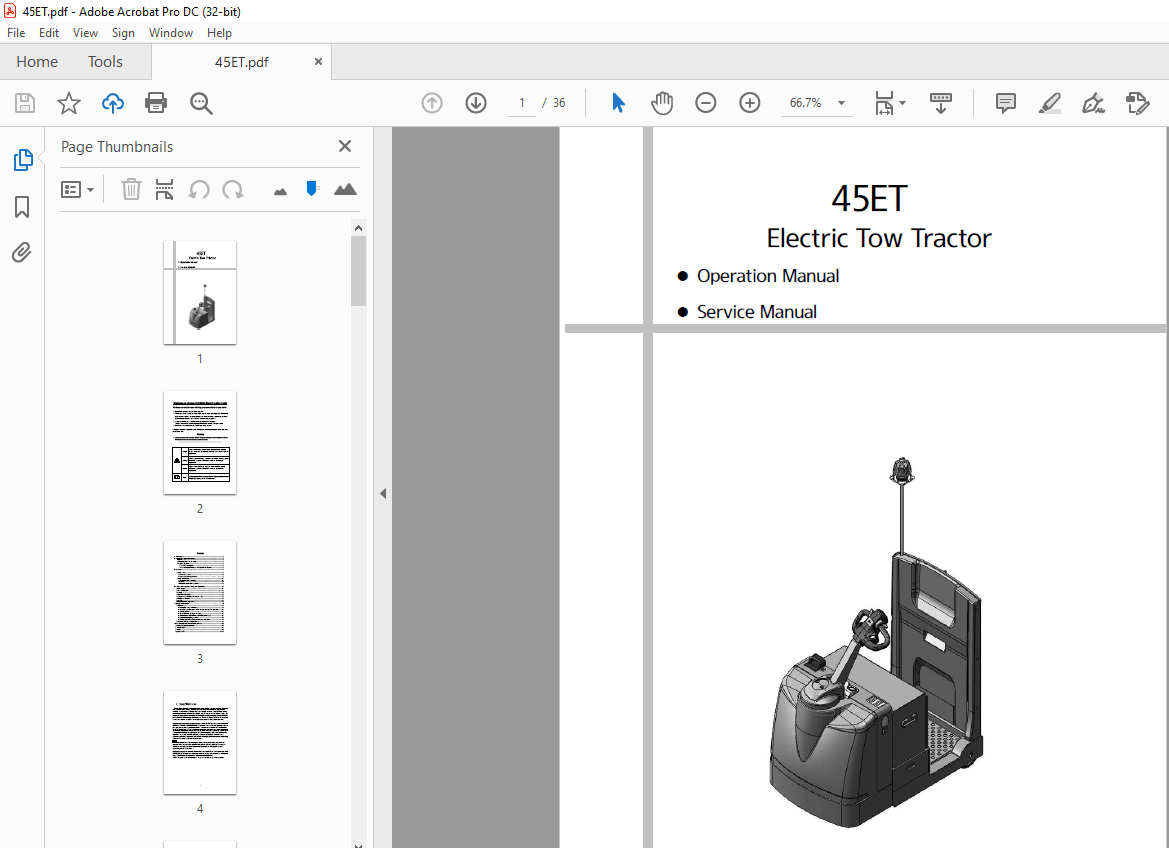 Hyundai Forklift 45ET Electric Tow Tractor Operator's & Service Manual