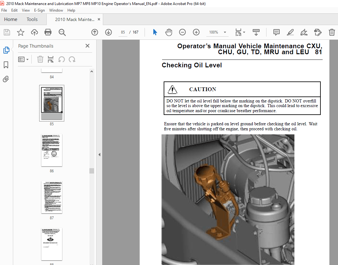 Mack MP7, MP8 & MP10 Engines Maintenance & Lubrication Operator's ...