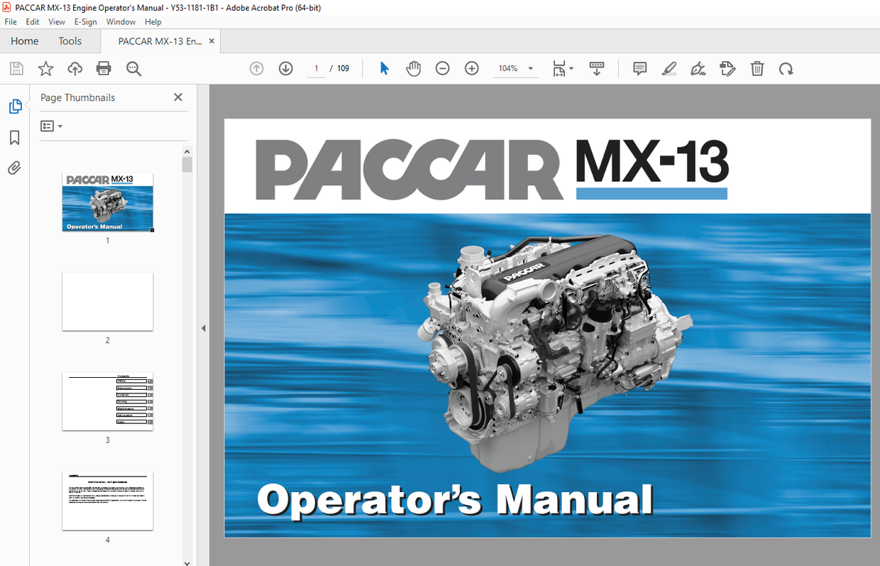 Paccar MX-13 Engine Operators Manual - PDF DOWNLOAD