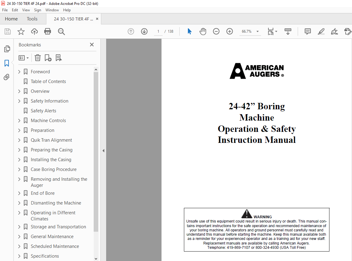 Ditch Witch American Augers 24-42” Boring Machine Operation & Safety ...