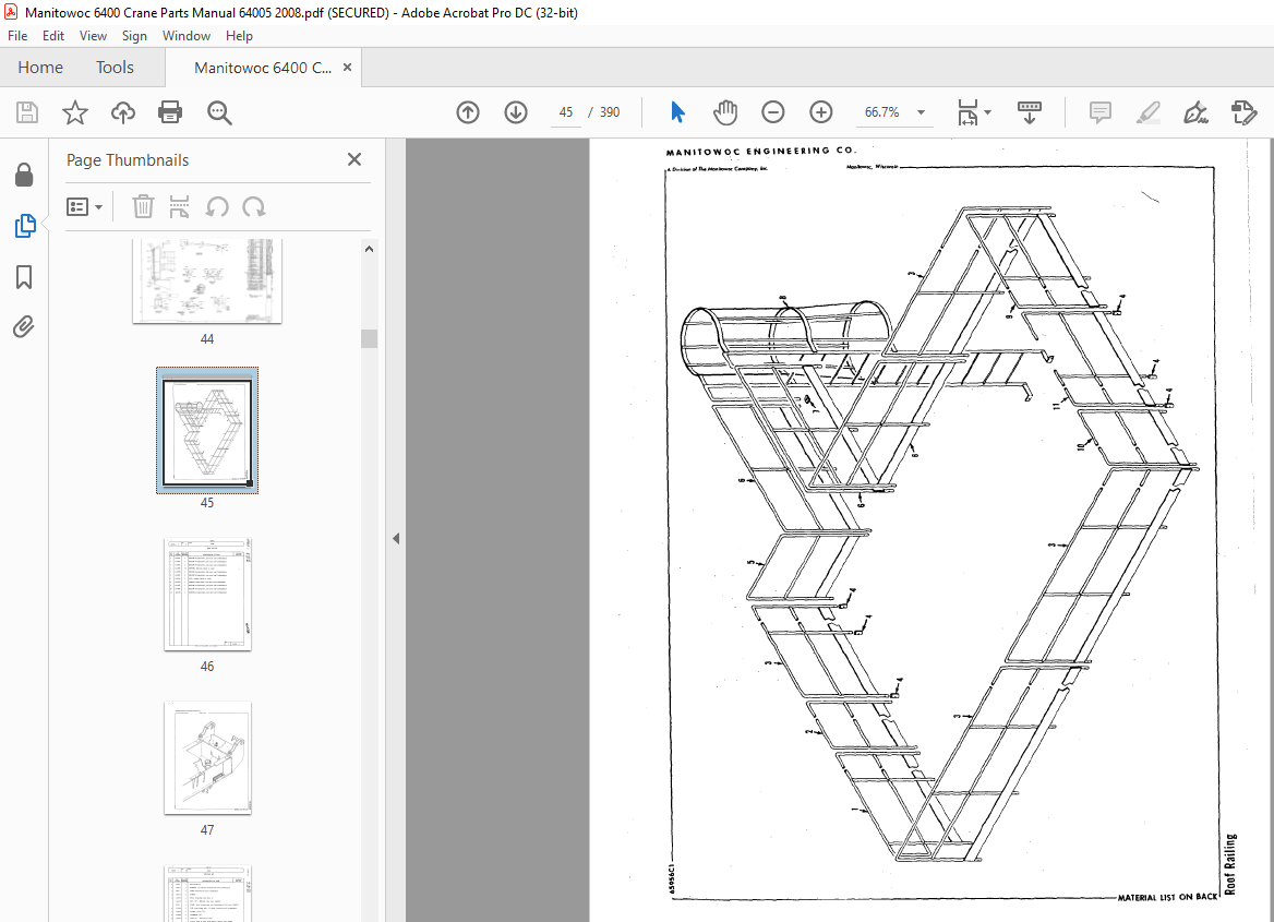 Manitowoc Traditional Crane 6400 Parts Manual SN 64005 – PDF DOWNLOAD
