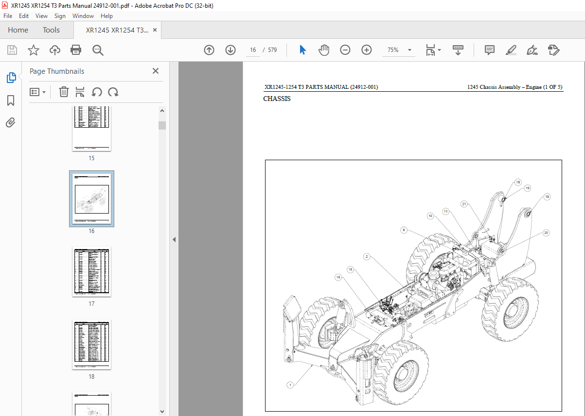Xtreme Telehandler XR1245-1254 T3 Forklift Parts Manual (24912-001) PDF