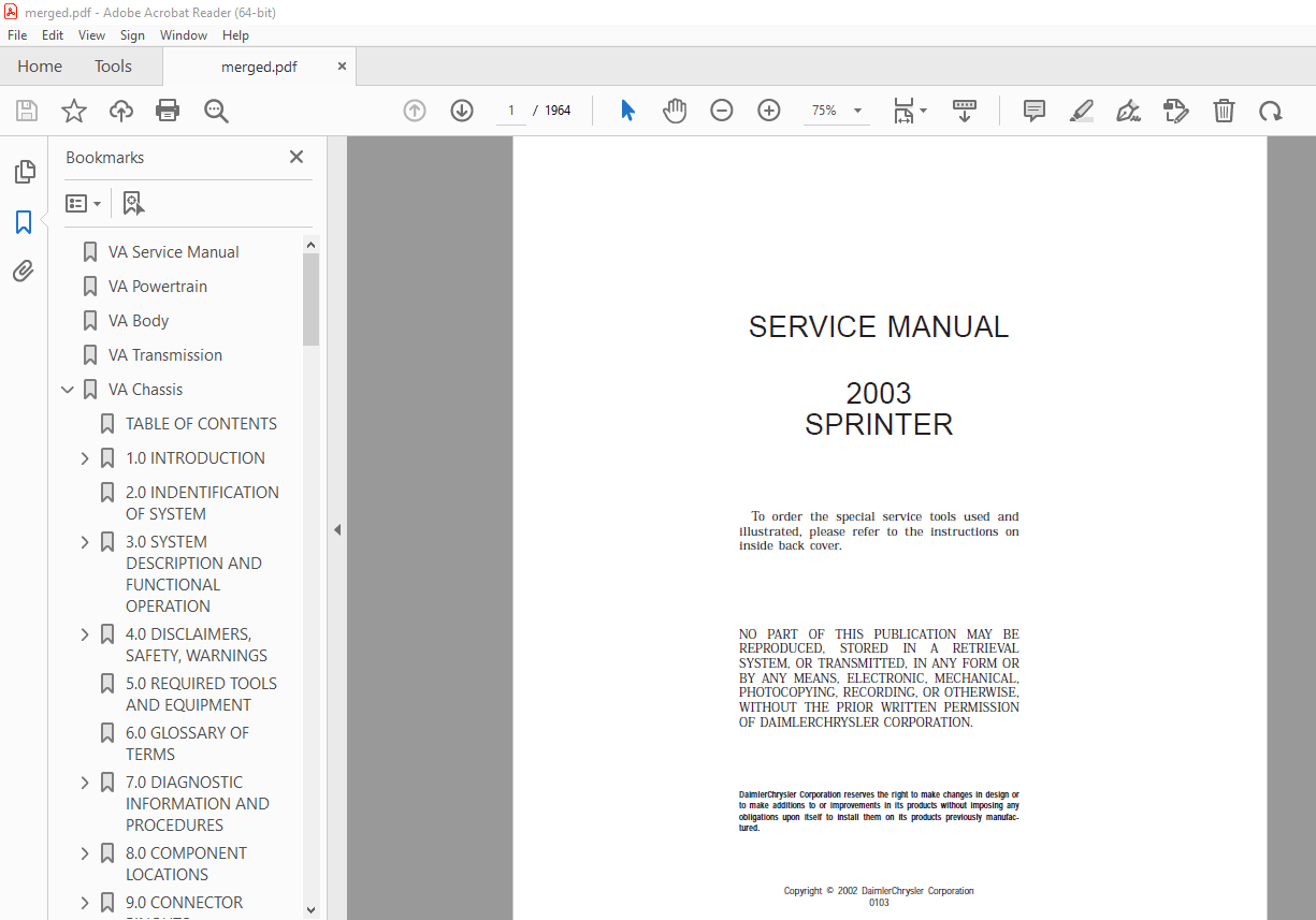 Sprinter 2003 VA Service Manual - PDF DOWNLOAD