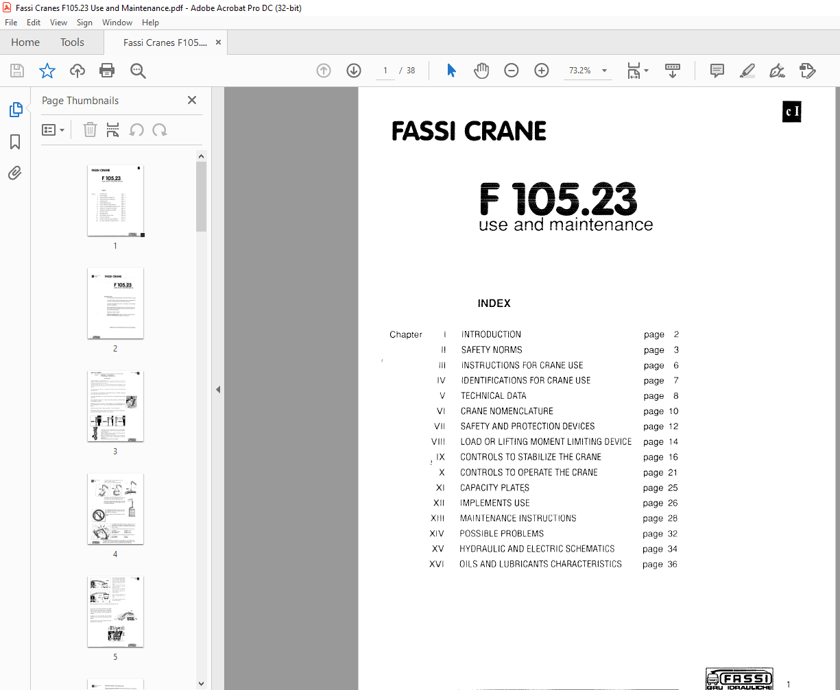 Fassi Cranes F105.23 Use and Maintenance Manual – PDF DOWNLOAD