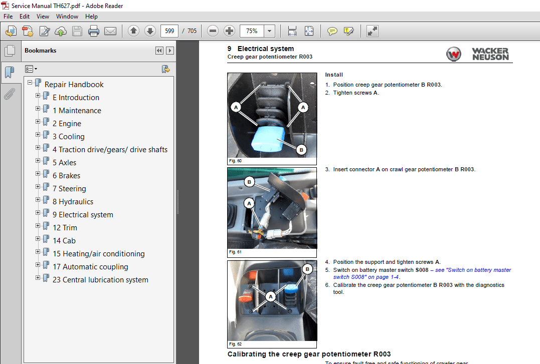 Wacker Neuson Telehandlers TH 627 Service Repair Handbook Manual PDF ...