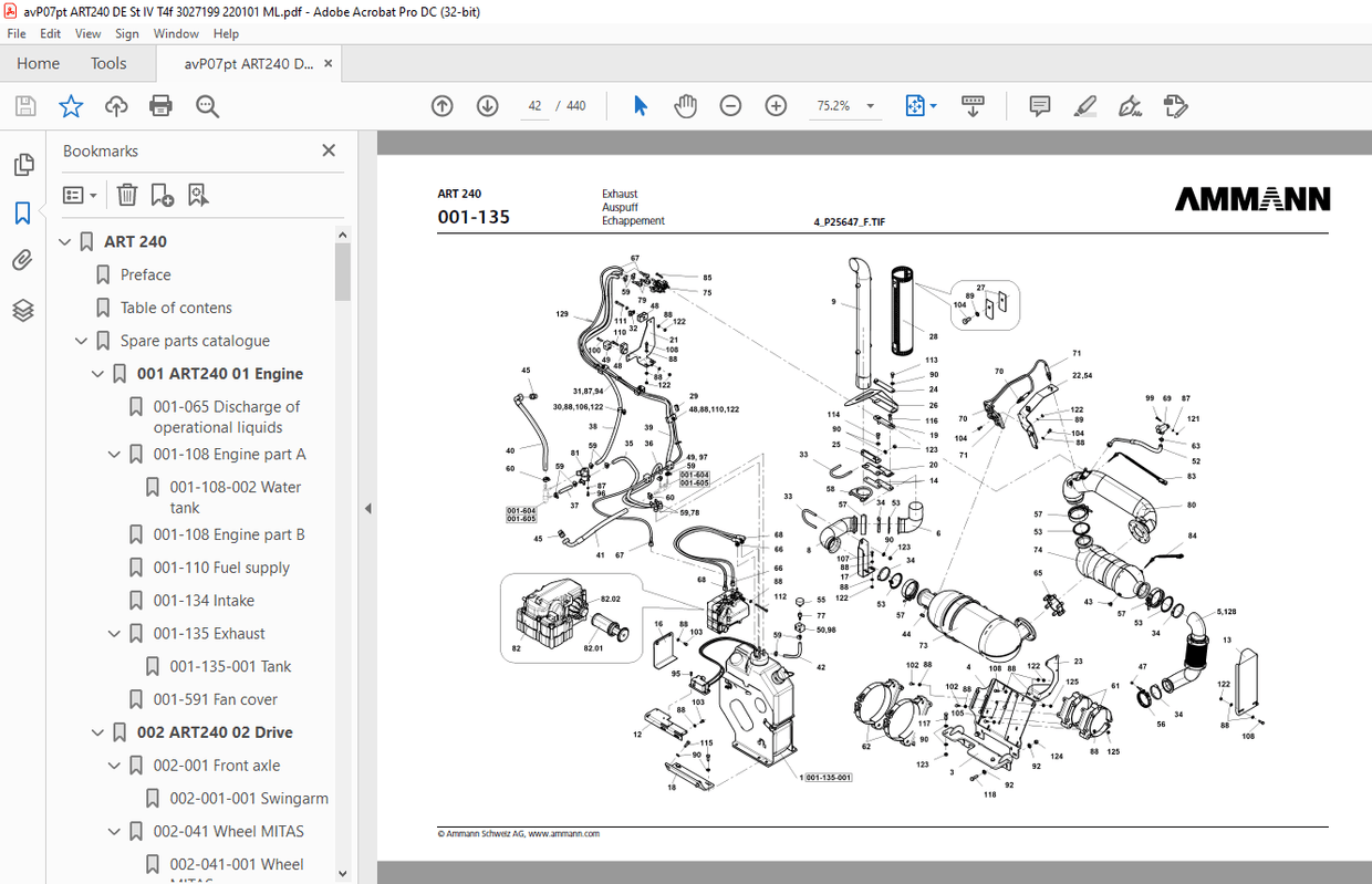 AMMANN AP 240 PNEU TYRED ROLLER PARTS MANUAL 3027199 - PDF