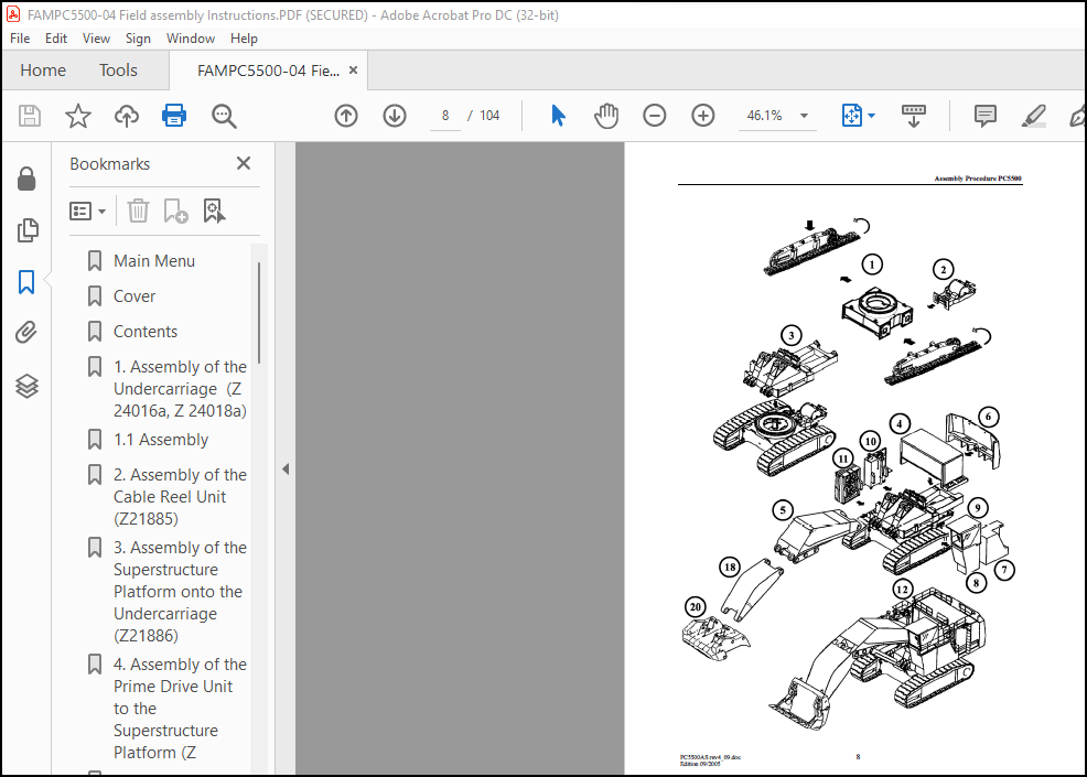 Komatsu Hydraulic Mining Shovel PC5500 Field Assembly Manual – PDF DOWNLOAD