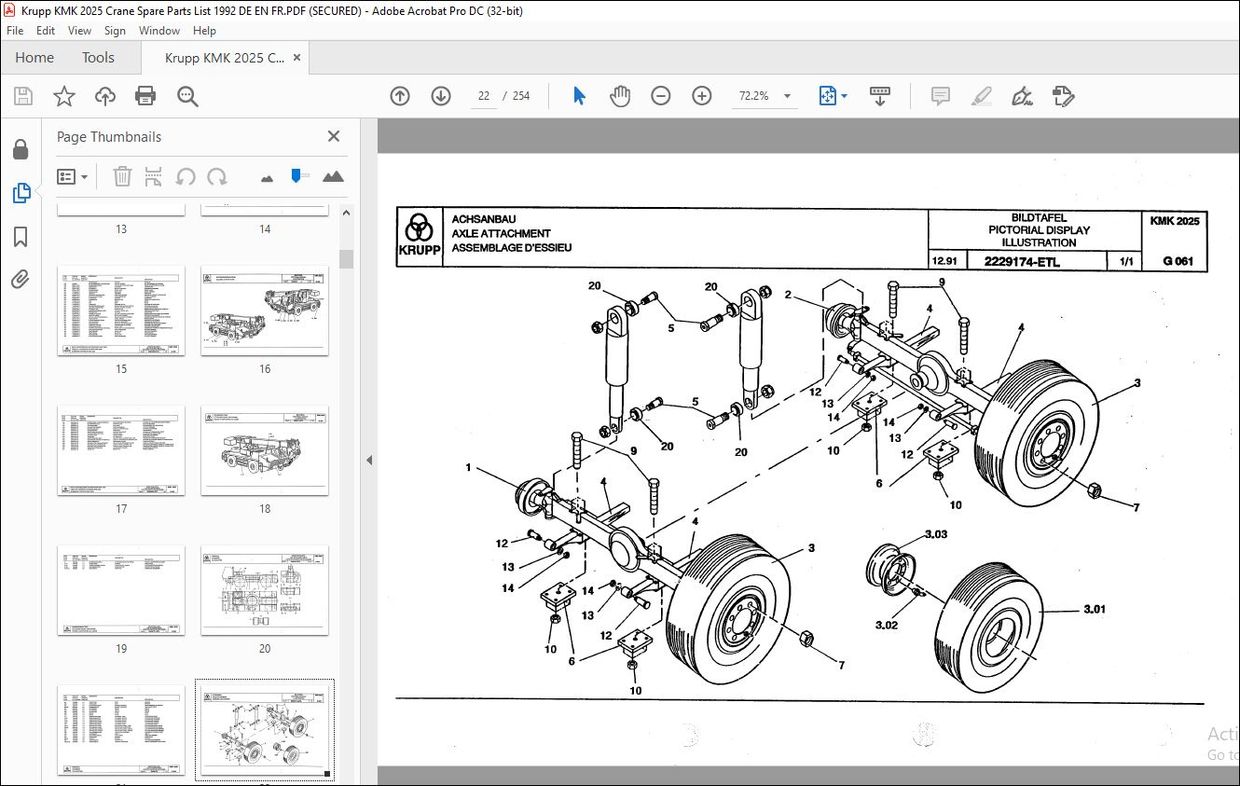 KRUPP KMK 2025 Truck Crane Parts Manual 2084427 EN_DE_FR – PDF DOWNLOAD