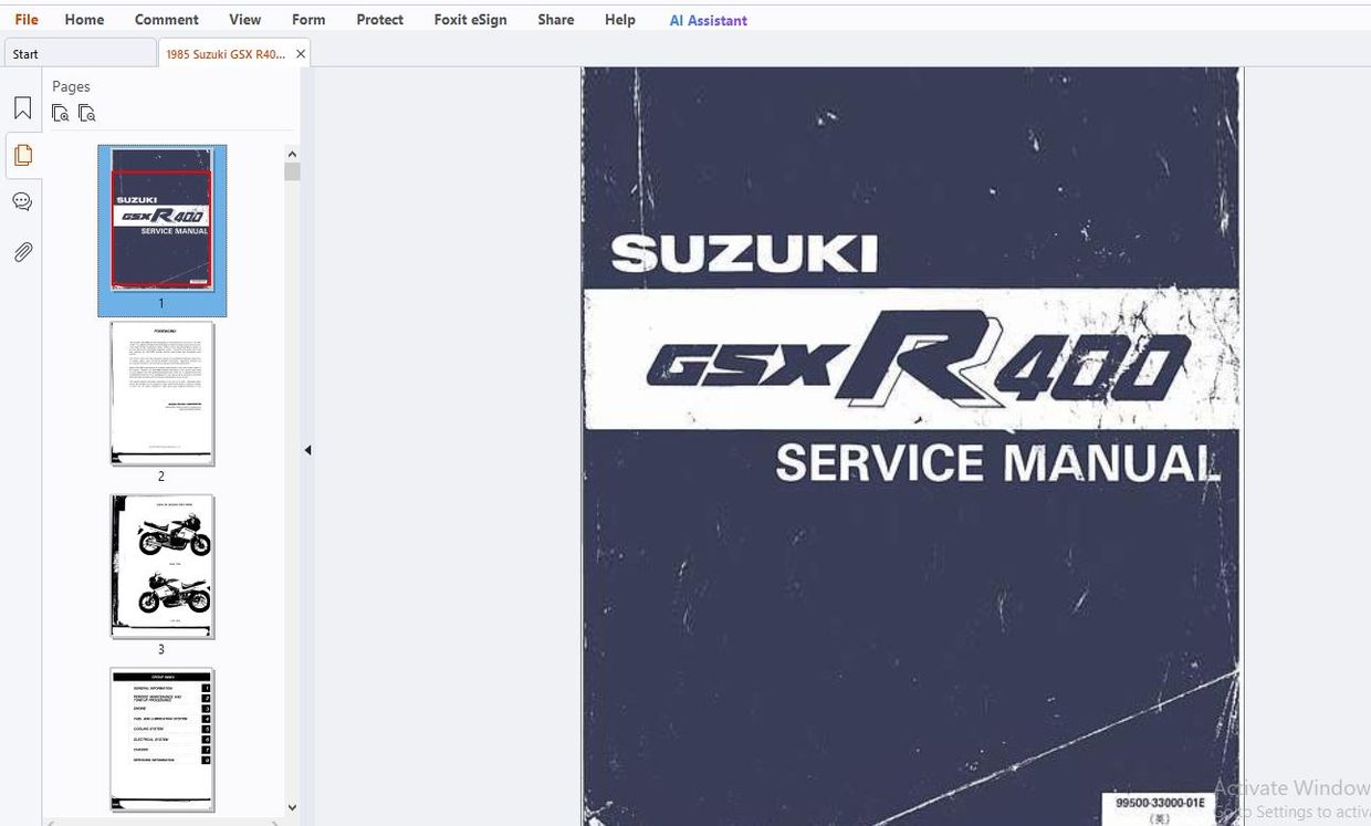 1985 Suzuki GSX R400 Service Manual – PDF DOWNLOAD