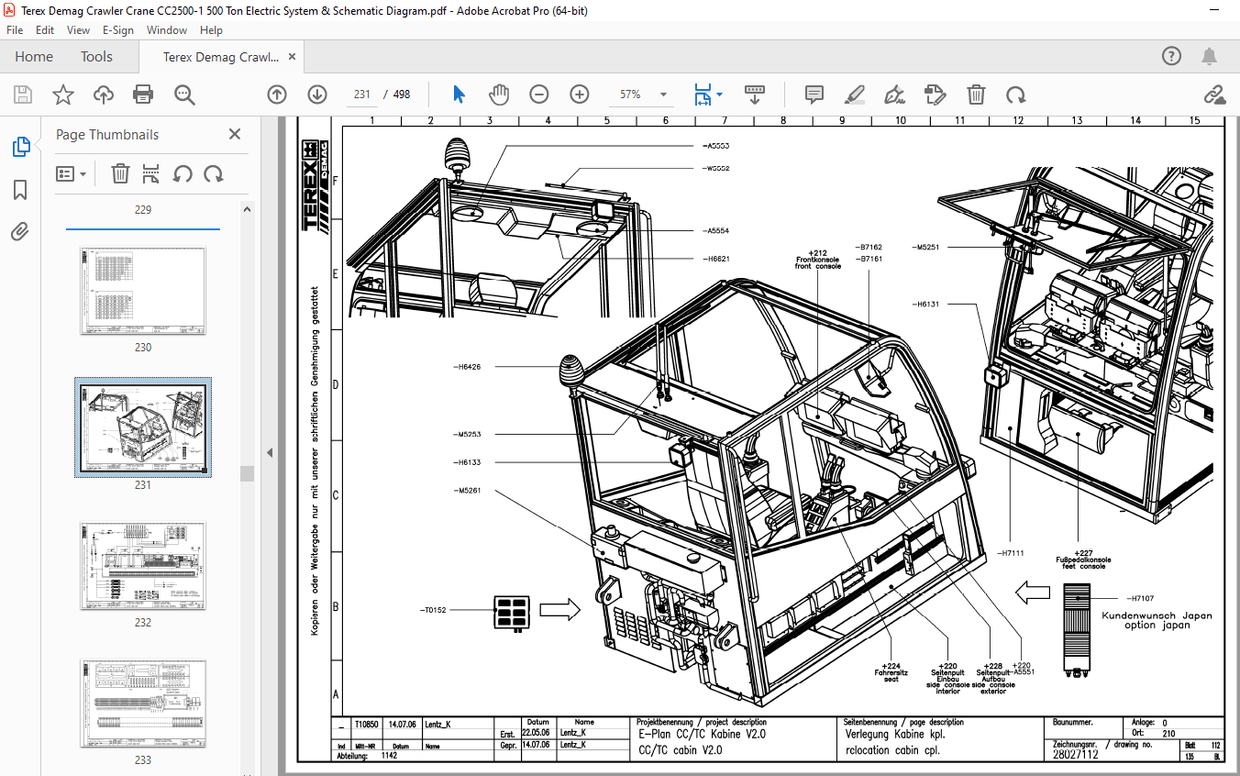 Terex Demag Crawler Crane CC2500-1 500 Ton Electric System & Schematic ...