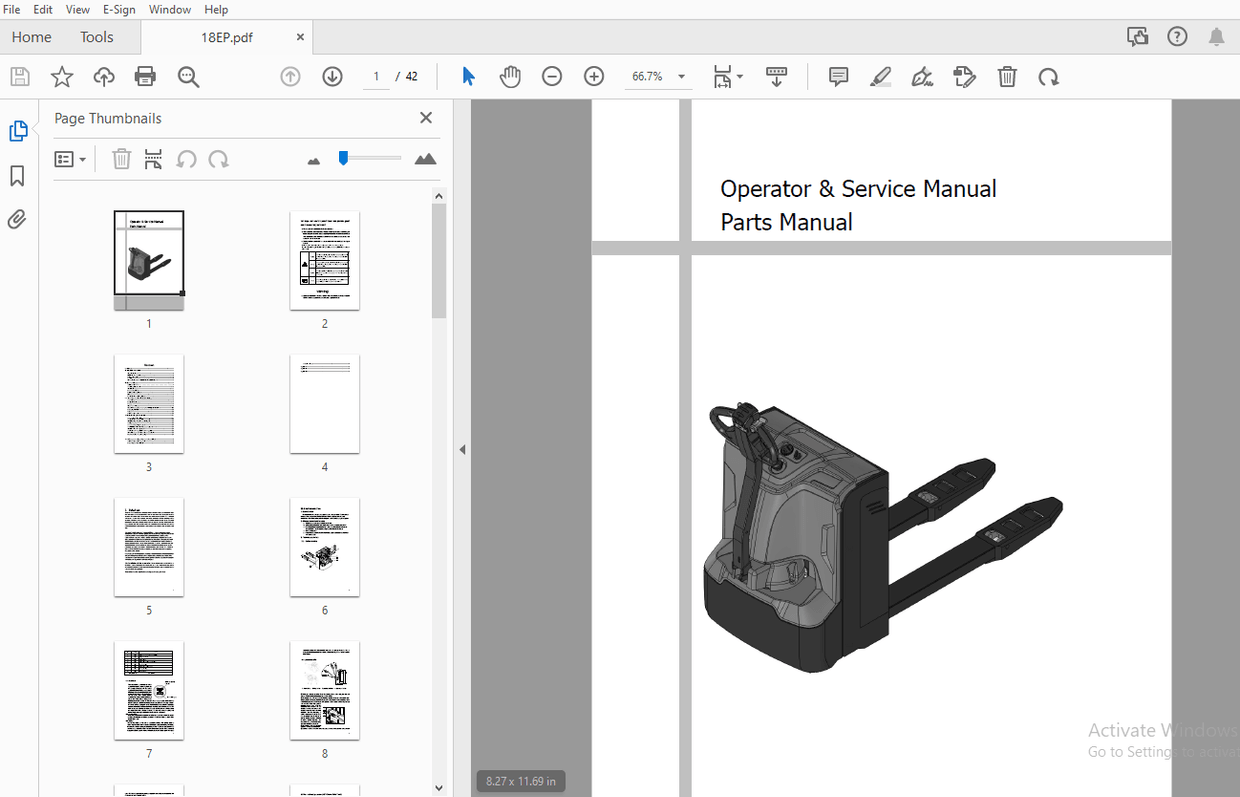 Hyundai Forklift 18EP Operator, Service & Parts Manual – PDF DOWNLOAD