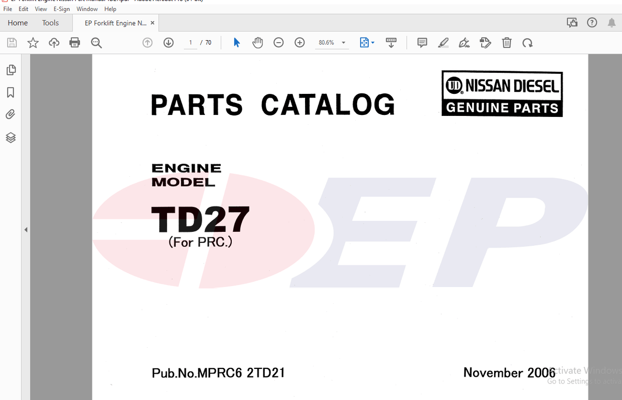 EP TD27 NISSAN ENGINE PARTS MANUAL – PDF DOWNLOAD