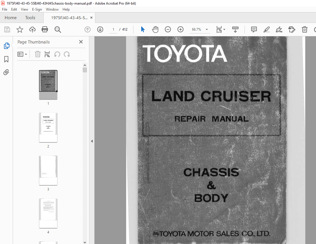 Toyota Land Cruiser 2F & B & H Engine Chassis & Body Repair Manual ...