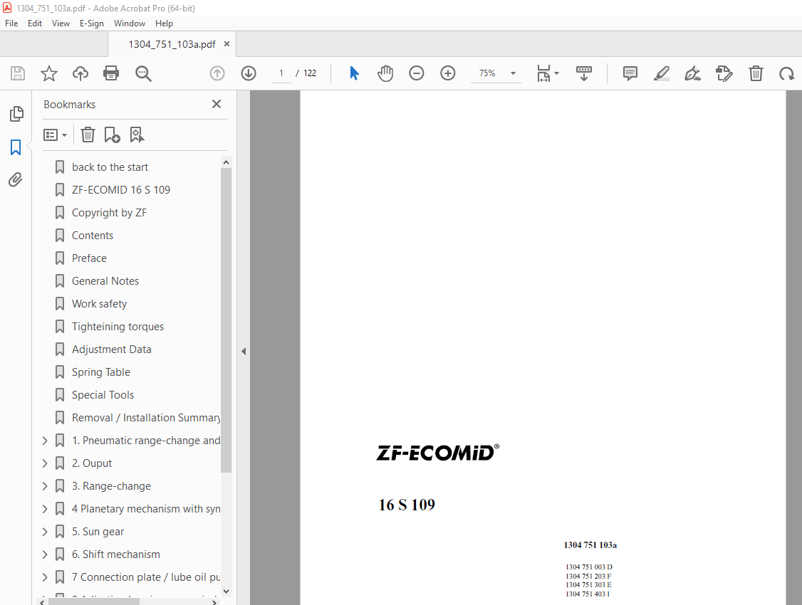 ZF-ECOMID 16 S 109 Repair Manual 1304 751 103a - PDF DOWNLOAD