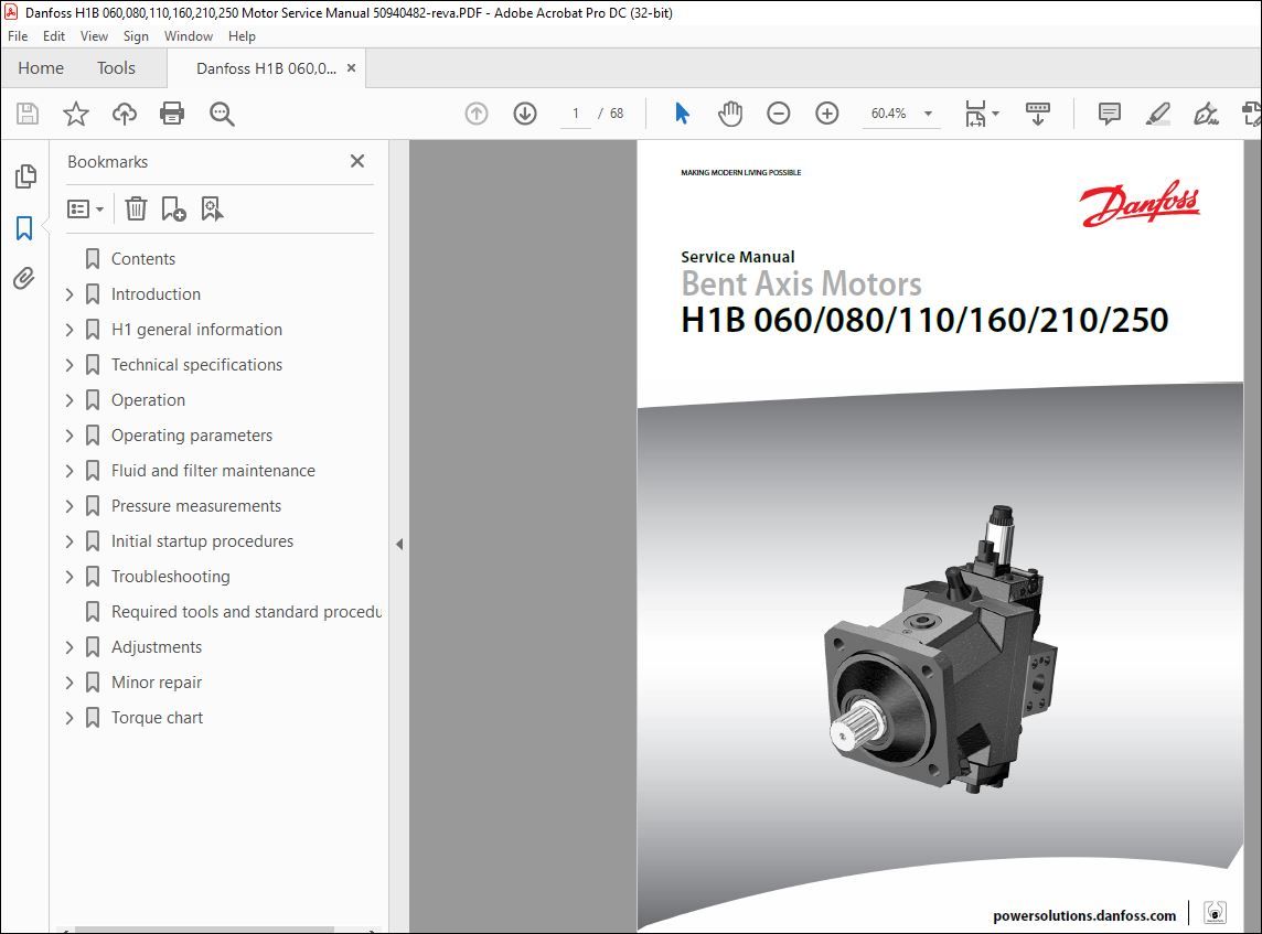 Danfoss H1B 060,080,110,160,210,250 Motor Service Manual 50940482 – PDF ...