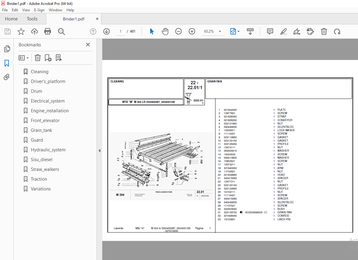 Laverda M304 LS Agricultural Tractor Parts Manual – PDF DOWNLOAD