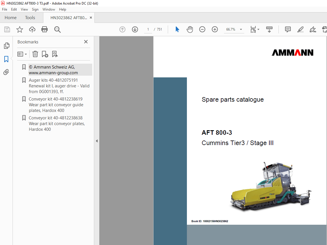Ammann AFT 800-3 Parts Manual 10002156HN3023862 - PDF DOWNLOAD