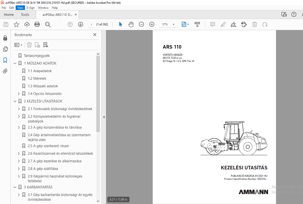AMMANN ARS 110 KEZELÉSI UTASÍTÁS 3001216 - PDF DOWNLOAD