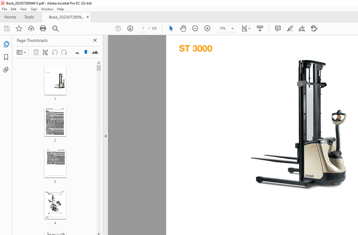 Crown Forklift ST 3000 Parts Manual – PDF DOWNLOAD