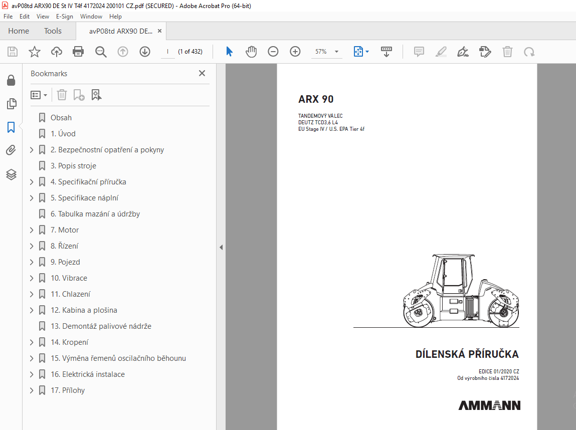 AMMANN ARX 90 TANDEMOVÝ VÁLEC DÍLENSKÁ PŘÍRUČKA 4172024 PDF