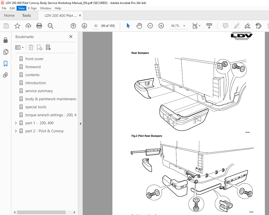 LDV Truck 200 400 Pilot & Convoy Body Service Workbook Manual - PDF ...