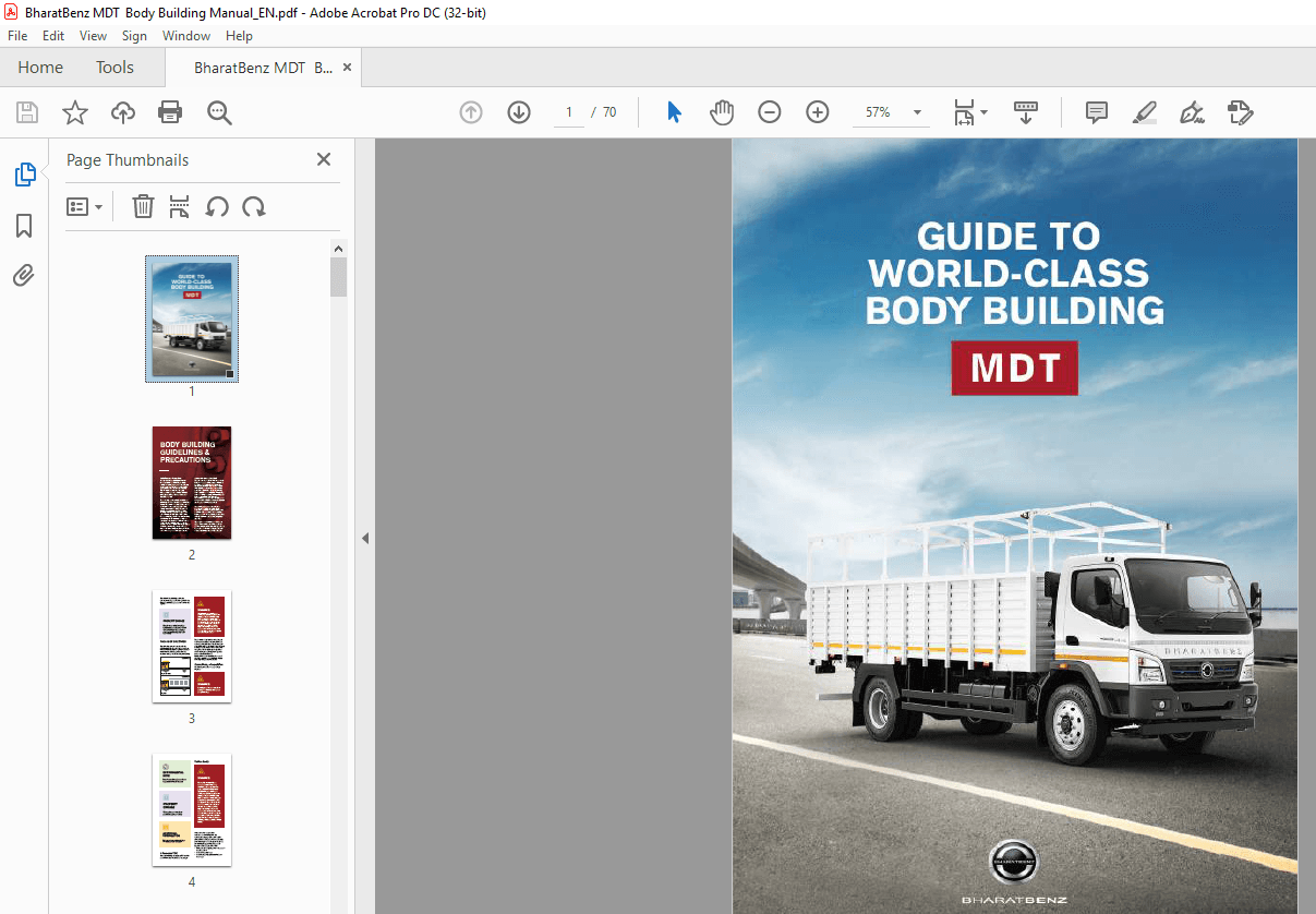 BharatBenz MDT Body Building Manual - PDF DOWNLOAD