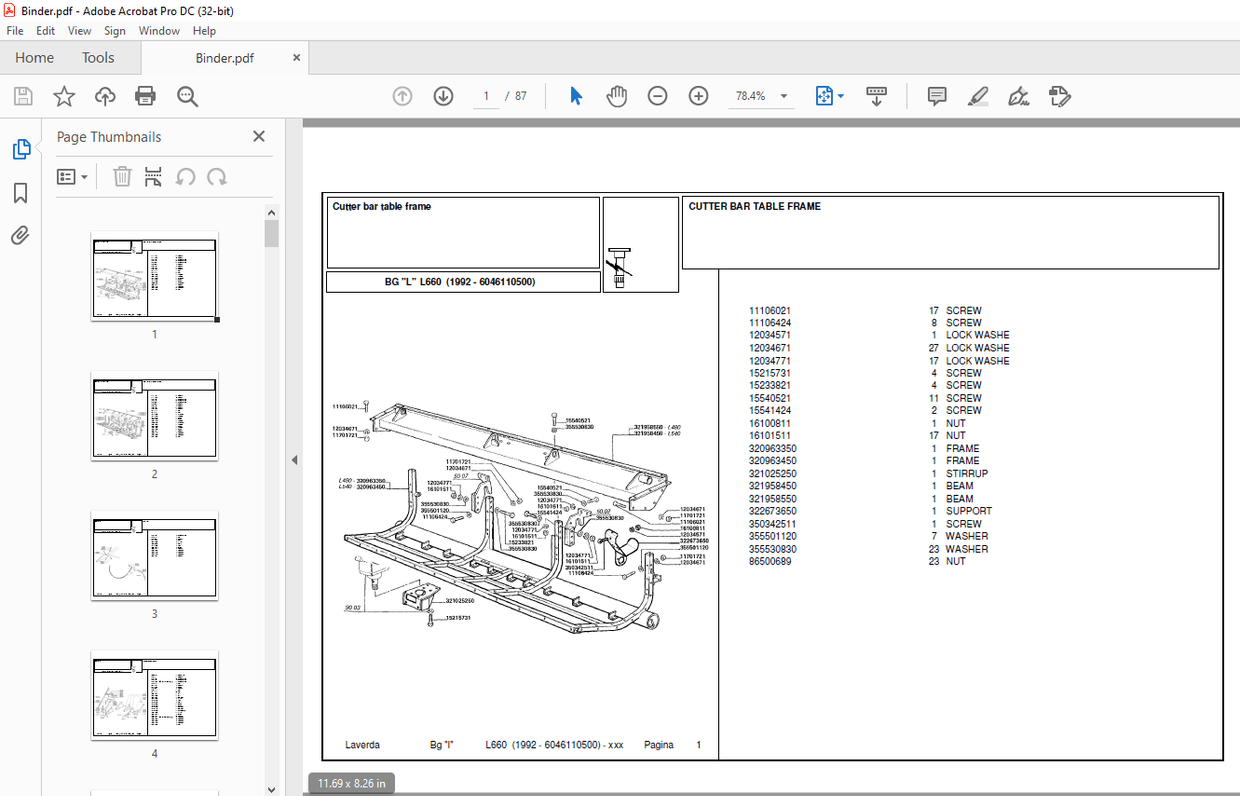 Laverda Header L660 Parts Catalog Manual – PDF DOWNLOAD